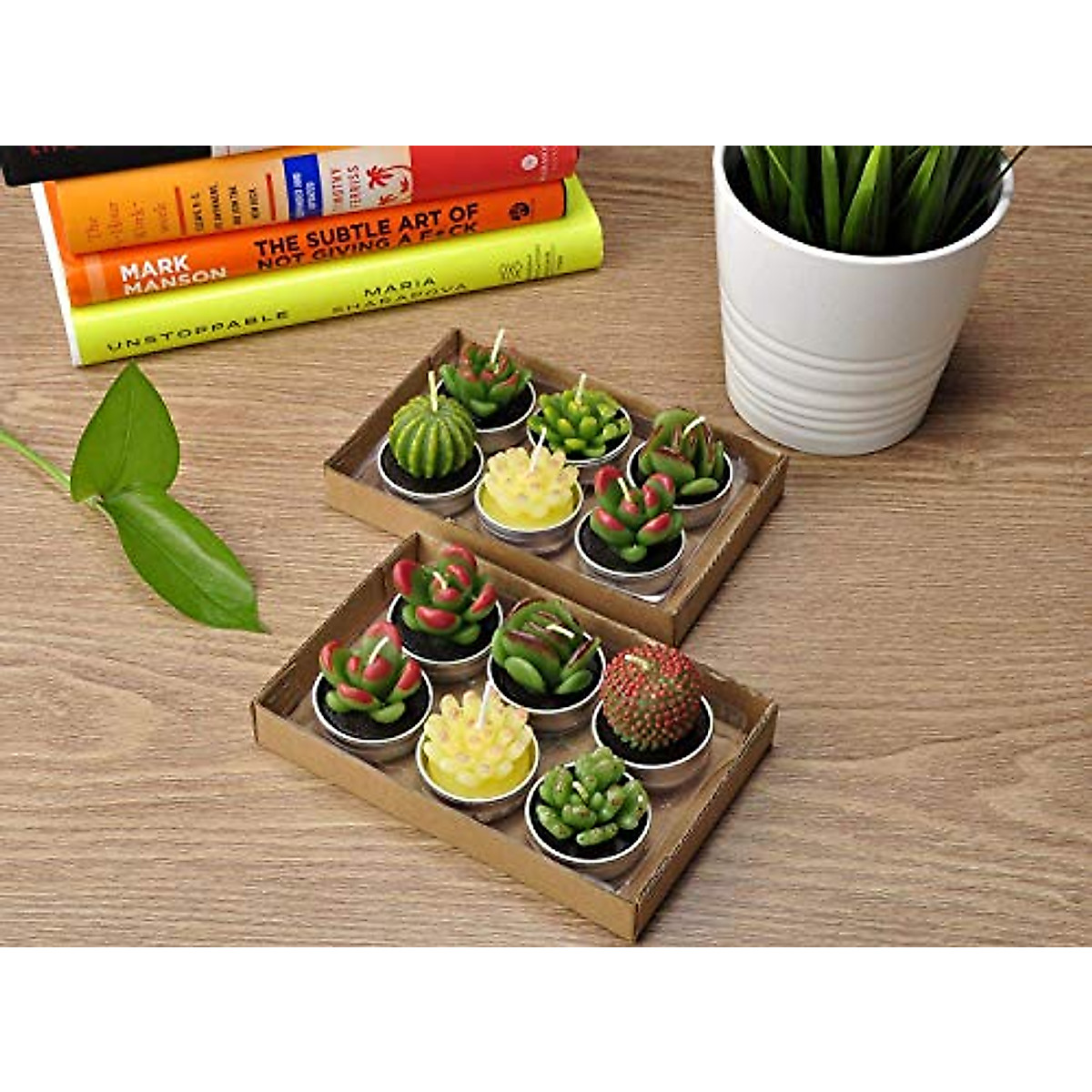 Cactus Tea Lights Candles, Terrarium Candle Gift Set for Mothers Day Valentines Day Gifts, Smokeless Handmade Cute Gifts Candles for Home Scented Birthday Wedding Props House Warming Party (12 Packs)