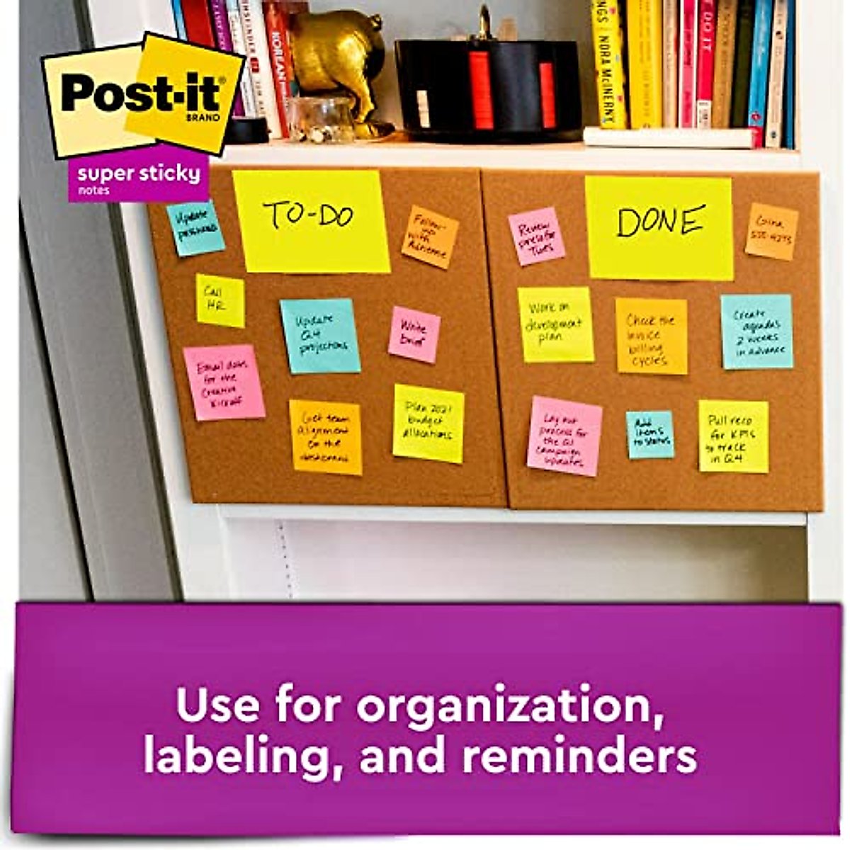 Post-it Super Sticky Notes,6x4 in, 8 Pads, 2x the Sticking Power, Energy Boost Collection, Recyclable (622-8SSMIA) , 1 7/8" x 1 7/8" , Assorted