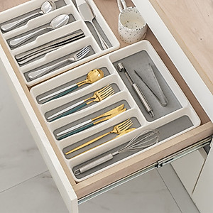 Silverware Drawer Organizer, Non Slip Utensil Tray, Kitchen Drawer Organizer, 6 Compartment Flatware Cutlery Organizer
