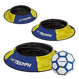 Triumph Sports Backyard Footgolf Set – Includes 3 Targets and 1 Official Size 5 Soccer Ball, Blue