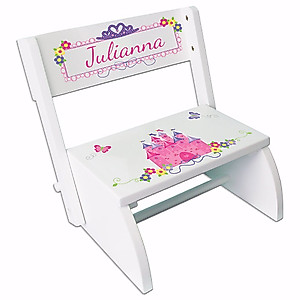 My Bambino Personalized Princess Castle Step Stool Bench Seat for Girl's