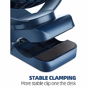 Viniper 6 inch Rechargeable Clip on Fan, 5000mah Battery Desk Fan : 360° Rotation & 3 Speeds Strong Wind Portable Fan, 8-30 Working Hours, Quiet and Powerful (Blue)