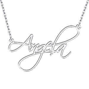Yoke Style Custom Name Necklace Personalized, Sterling Silver Customized Charm Necklace Jewelry Gift for Women