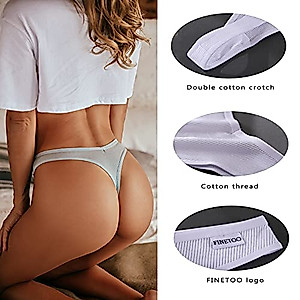 FINETOO 7 Pack Womens Thongs Underwear Cotton Breathable Low Rise Hipster Panties Sexy S-XL