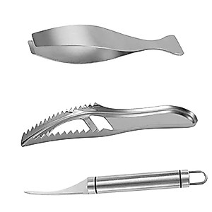 BESTonZON 1 Set fish skin grater Salmon fish trap cleaning brush seafood fish descaling tool Shrimp Cleaner Fish Scrapers fish skin Kitchenware scales fish scaler Stainless steel