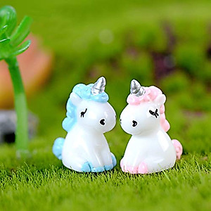 Exasinine 20 Pcs Micro Unicorn Miniature Figurines Fairy Garden Miniature Moss Landscape DIY Terrarium Crafts Ornament Accessories for Home Décor