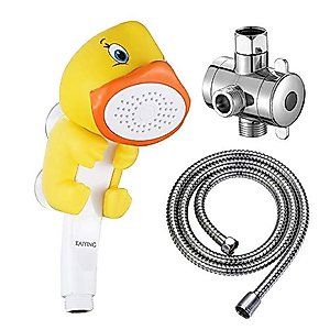 KAIYING Children's Handheld Shower Head,Cartoon Water Flow Spray Shower Head Baby Kids Toddler Bath Bathing Accessories (I :Showerhead(Duckie)+Hose+Diverter)
