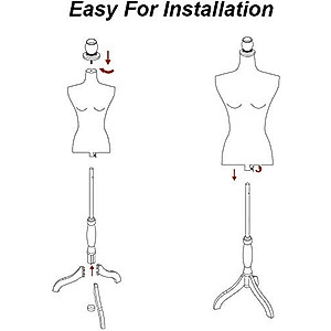 Female Dress Form Mannequin Torso Body with Adjustable Tripod Stand Dress Jewelry Display (White)