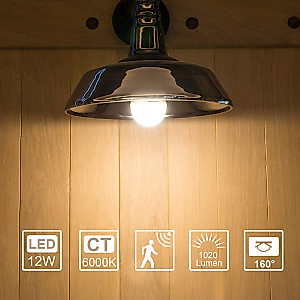 Motion Sensor Light Bulbs,7W (60-Watt Equivalent) E26 Motion Activated Dusk to Dawn Security Light Bulb Outdoor/Indoor for Front Door Porch Garage Basement Hallway Closet(Cold White 2 Pack)