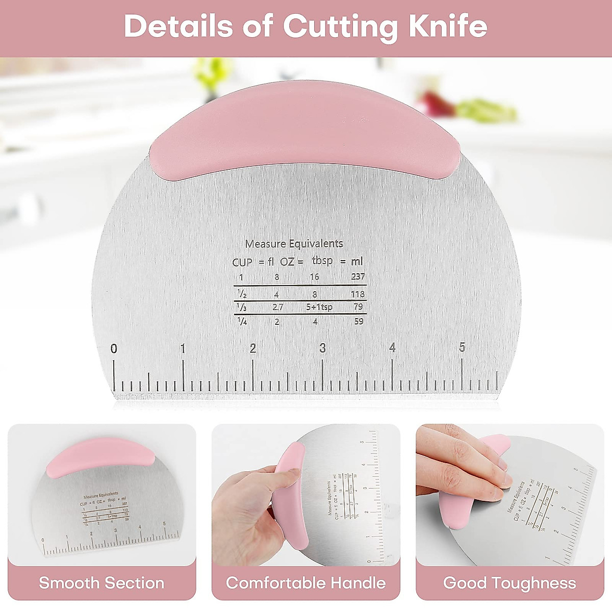 Pastry Cutter and Dough Blender Stainless Steel Pastry Blender Biscuit Cutter for Baking (Pink)