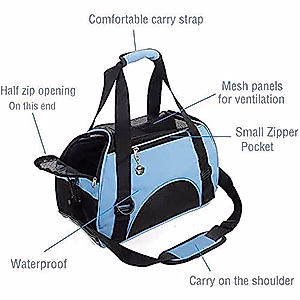 ZaneSun Cat Carrier,Soft-Sided Pet Travel Carrier for Cats,Dogs Puppy Comfort Portable Foldable Pet Bag Airline Approved (Small Blue)