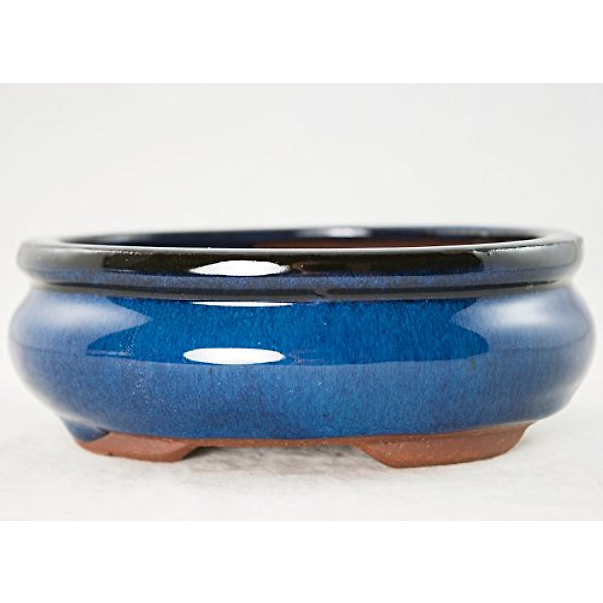 Oval Mame Shohin Bonsai / Cactus & Succulent Pot + Mesh 6"x 5"x 2" - Dark Blue Stain