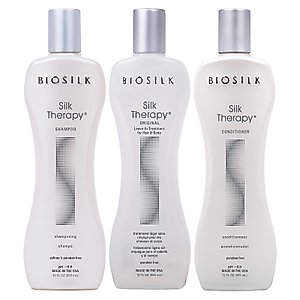 BioSilk 3-Piece Silk Therapy Shampoo, Conditioner & Serum Kit, Haircare For Incredible Shine, Sulfate, Paraben, & Cruelty-Free, 12 Oz (3 Products)