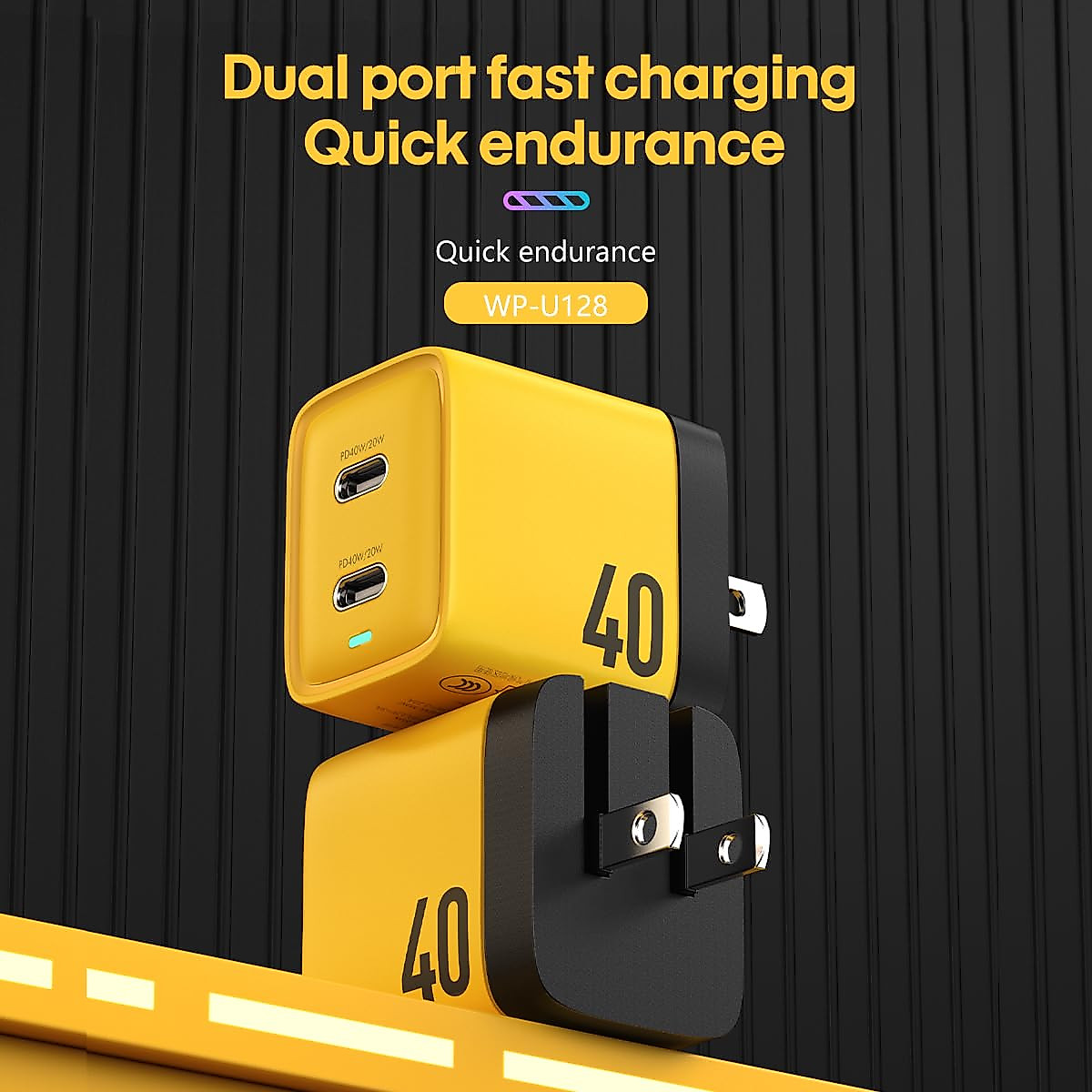 Wekome USB Charger Block, Wall Charger, USB C Fast Charger, Compatible with MacBook Pro/Air, iPhone, Laptops and Tablets, UL Certified (Yellow)