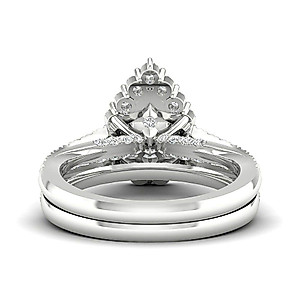 MOTIEL Moissanite Engagement Ring For Women 1-3/4ct.tw. Pear-shaped Lab Grown Moissanite Wedding Set 925 10k 14k 18k Gold Ring Personalized Ring Jewelry (White Gold)