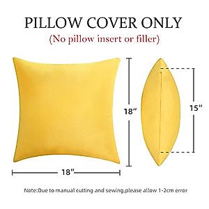 ReeQuo Pack of 2 Outdoor Throw Pillow Covers,Decorative Solid Line Waterproof Pillowcases Farmhouse Cushion Covers for Garden Patio Sofa Home Decoration 18x18 Inch Yellow