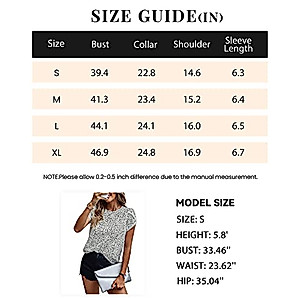 PRETTYGARDEN Women’s Shirts Summer Casual Crewneck Lace Crochet Short Sleeve Blouses Cute Floral Print Loose Tunic Tops(Large,Dot Black White)