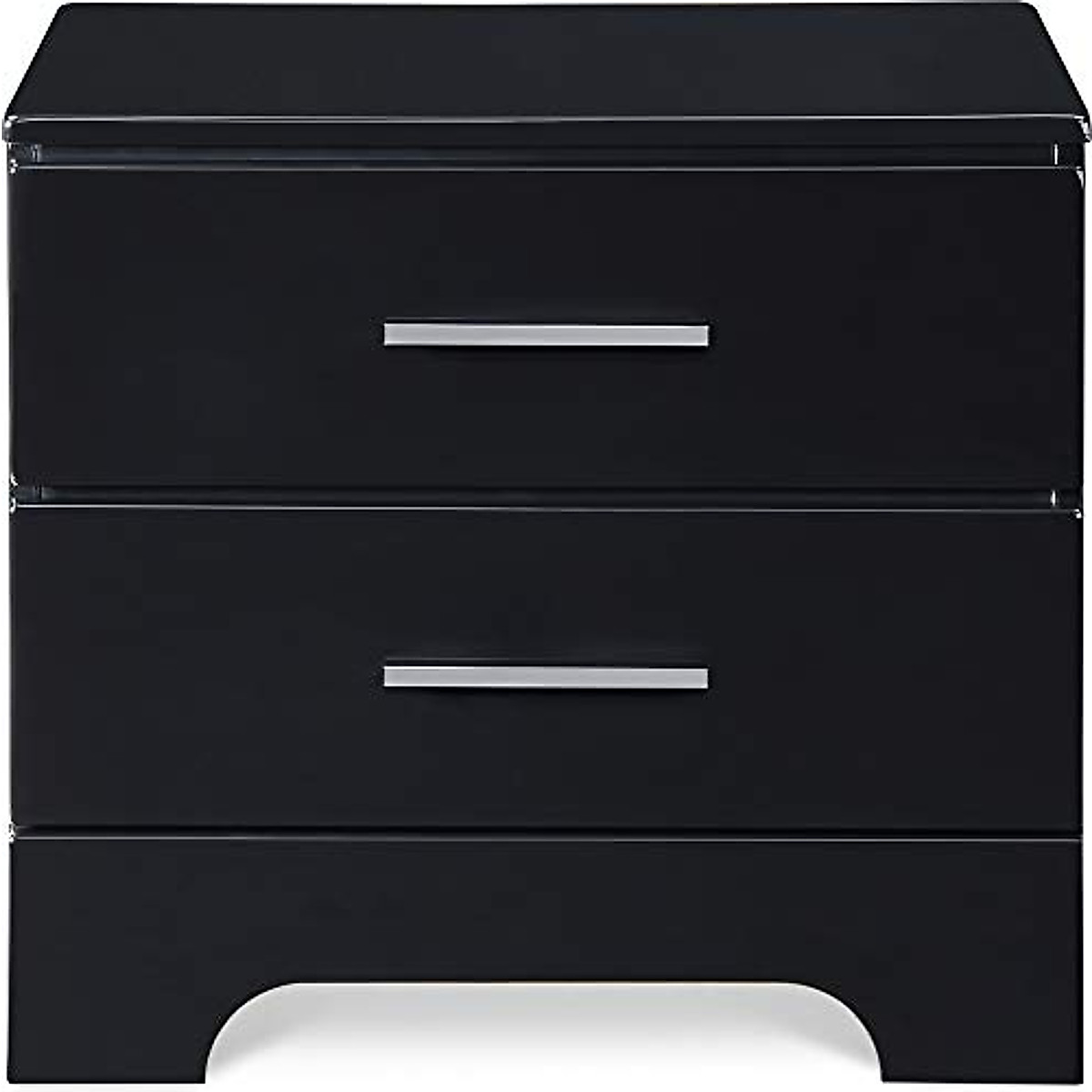 ClickDecor Hudson End Side Nightstand with 2 Drawers, Wooden Accent Table for Bedroom with Matte Chrome Handle, Black