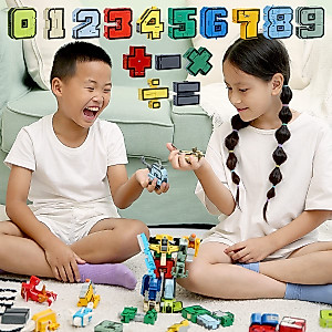 15 Pcs Number Rots Robots Transforming Blocks Toys for 3 4 5+ 6 7 8 Years Old Boys Girls Figure Toy STEM for Montessori Teaching Preschool Learning & Education Bot Bots Toys
