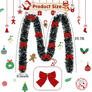 Dilunave 19.7 Feet Christmas Tinsel Garland Artificial Christmas Garland Xmas Metallic Twist Hanging Garland Fireplace Mantel Wreath Decor for Staircase Railing Indoor Outdoor Ornaments