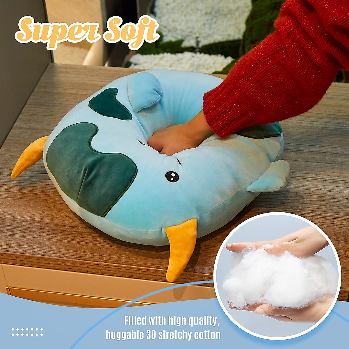 CozyWorld 15‘’ Cute Monster Stuffed Animal Plush Pillow Super Soft Sofa Cushion Stretchy Plushy Toy Decors Birthday Valentines Gifts