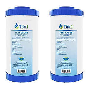 Tier1 20 Micron 10 Inch x 4.5 Inch | 2-Pack Whole House Granular Activated Carbon Block Water Filter Replacement Cartridge | Compatible with Pentek GAC-BB, 155153-43, Home Water Filter