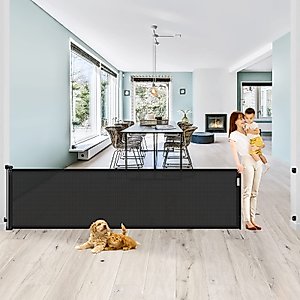 82 Inch Extra Wide Dog Gates for The House Extra Wide Retractable Baby Gates for Dogs Extra Long Baby Gate for Large Openings Outdoor Retractable Gate for Dogs Indoor Extra Large pet Gate Doorway Gate