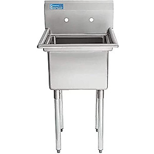 AmGood Stainless Steel Laundry Sink - 1 Compartment Laundry/Utility Room Sink with 10" Faucet. (22" Width x 20" Length)