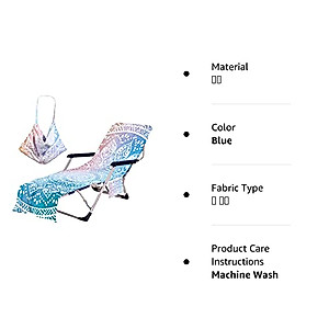 Beach Chair Cover with Side Pockets Thick and Quick Dry Chaise Lounge Chair Towel Cover for Sun Lounger Pool Sunbathing Garden Beach Hotel No Sliding (Blue)