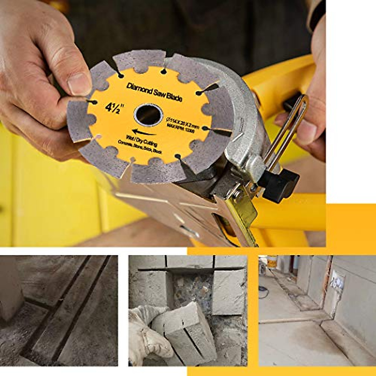 NYTiger 3 Pack 4-1/2 inch Diamond Saw Blades 4.5" Angle Grinder Disc Wet Dry Segmented  Cutting Wheel with 4/5-5/8 inch Arbor for Concrete Stone Brick Block Masonry