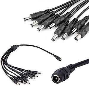 DC 1 Female to 8 Male Output Power Splitter Cable 3 Pcs 1 to 8 DC CCTV Camera Power Splitter Cable Y Adapter for CCTV Security Cameras and LED Strip Lights Deguangxin (3 Pcs 1 to 8 Way)