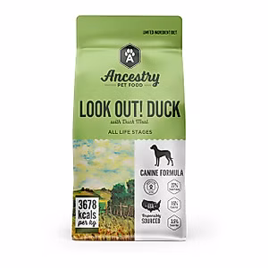 Ancestry Dog Food, Duck Meal & Potato Recipe, Crude Protein, Fiber & Fat, For All Life Stages, Dry Dog Food, Prevent Food Allergies, Improve Gut Health, Grain Free, Immune Support (4 lb. Bag)