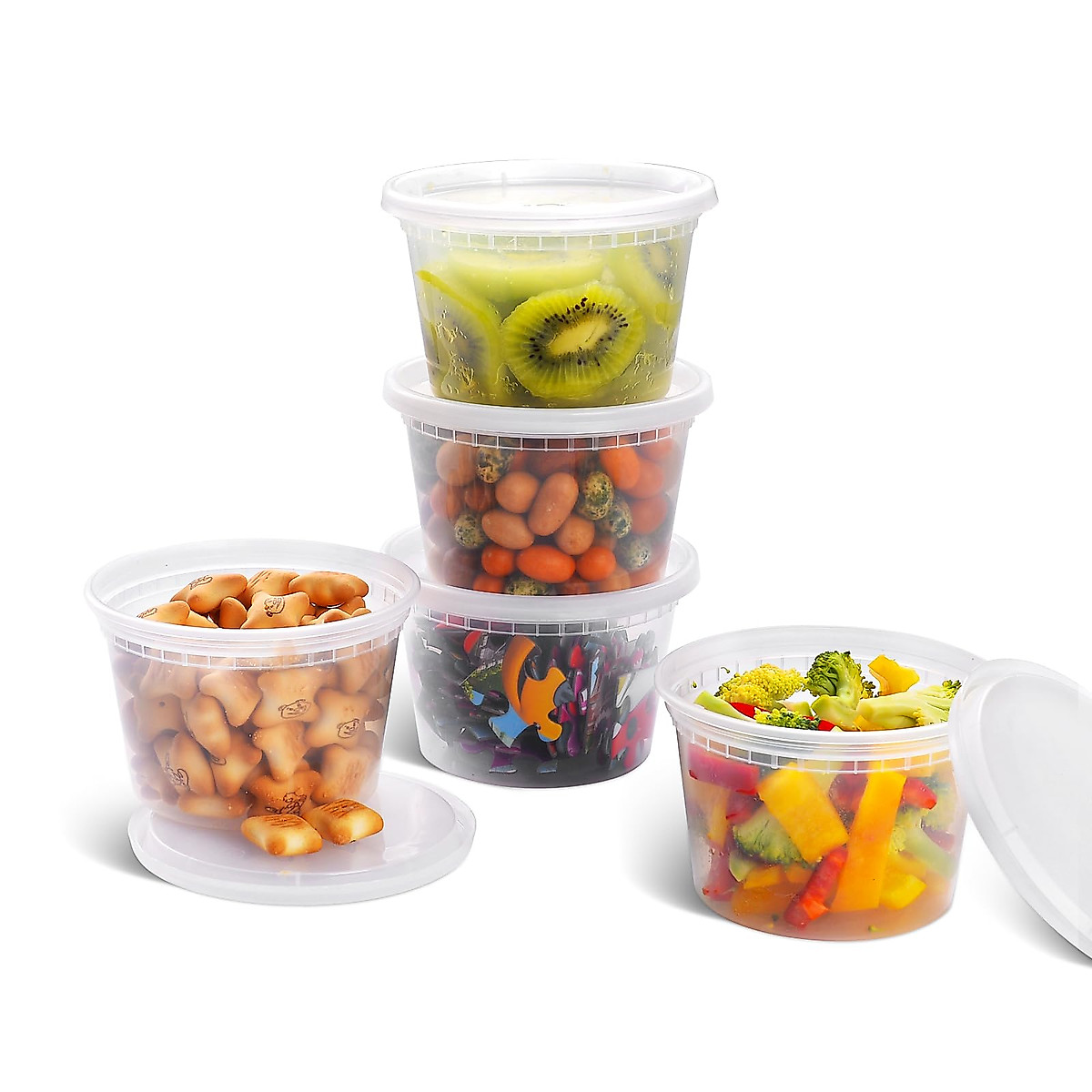 EDI [8 OZ (20 Sets), 16 OZ (20 Sets) and 32 OZ (10 Sets) Plastic Deli Food Storage Containers with Airtight Lids, Bundle