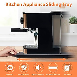 Sliding Tray for Coffee Maker Slider - Coffee Pot Sliders for Counter Heavy Kitchen Appliances, Under Cabinet Rolling Appliance Tray for Countertop Storage Moving with Wheels 9" X 14.5"