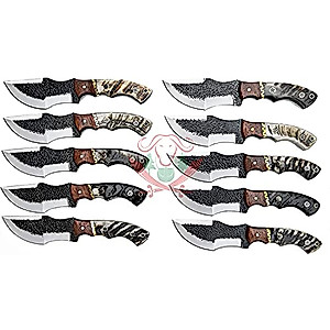 FB LEATHER CRAFTS D2 Tracker Hunting Knife Large Knives Survival Skinning Hammered Sheath Steel 9.75 Inches