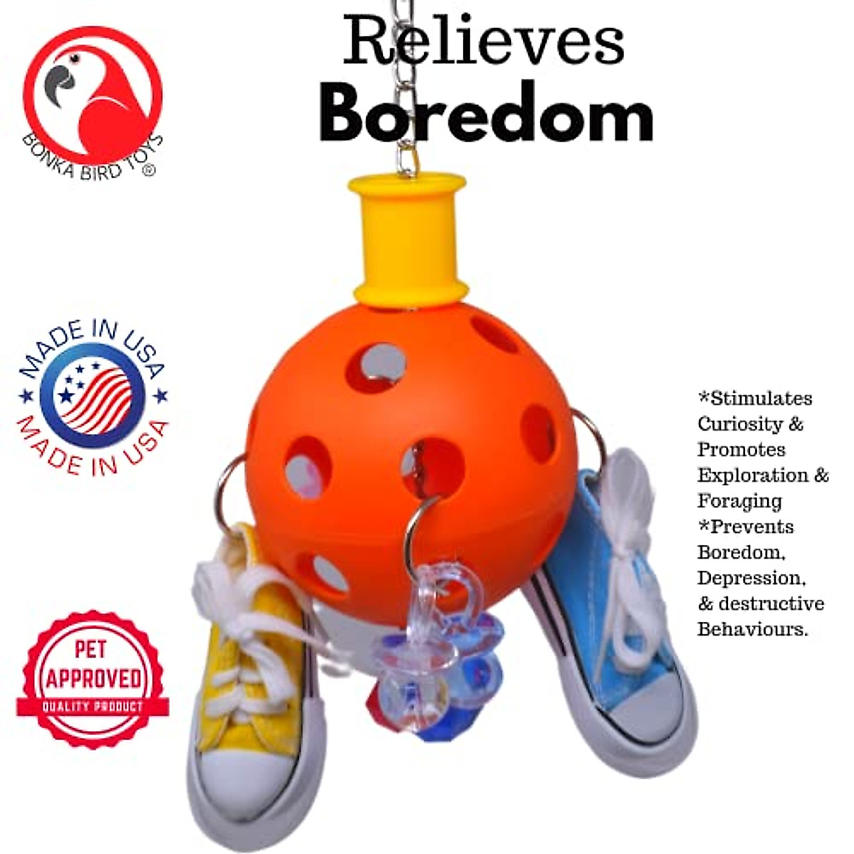 Bonka Bird Toys 813 Spin Sneaker Toy Parrot cage Cages African Grey Conures Amazon