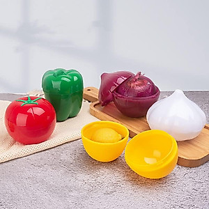 JOSON 5-Piece Vegetable and Fruit Storage Set, BPA-Free Reusable Refrigerator Food Keeper for Peppers, Onions, Tomatoes, Lemons, and Garlic