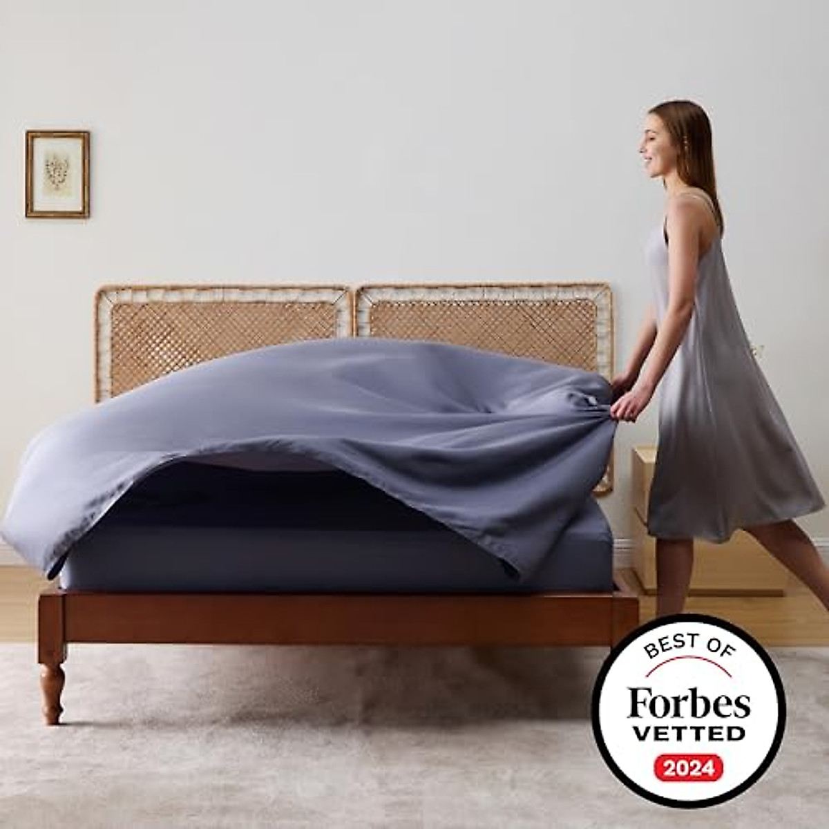 Bedsure Cooling Sheets for Full Size Bed, Viscose Derived from Bamboo, Deep Pocket up to 16", Breathable Soft Bed Sheets & Pillowcases, Dark Grey