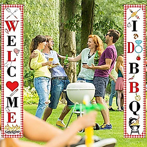 I DO BBQ Banner BBQ Picnic Decoration for Bridal Shower Engagement Party Bachelorette Party Wedding BBQ Party Decoration Outdoor Indoor Front Porch