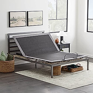 Edenbrook Cassidy Metal Platform Bed Frame with Metal Headboard - Box Spring Not Required - Wood Slat Support, Grey, Queen