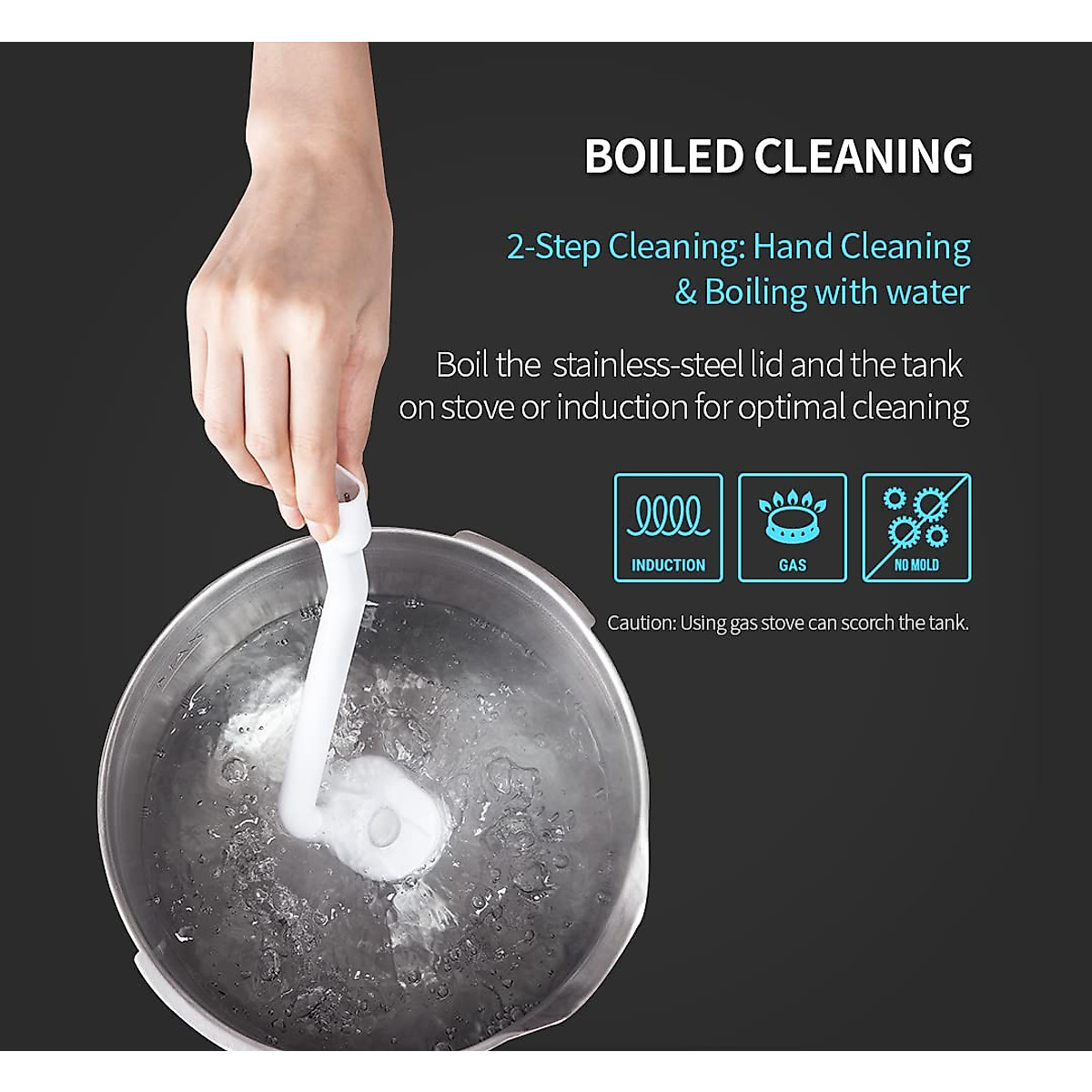 Carepod One 31S Stainless Steel Ultrasonic Cool Mist Humidifier Whisper-Quiet Easy Clean for Large Room 1gal (4liter), Only 3 Washable Parts, Auto Shut-off