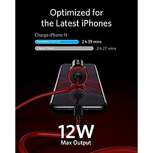 iPhone Car Charger, Anker 12W 5V Lightning [Mfi-Certified], PowerDrive Car Charger with 3ft Apple Certified Cable, for iPhone 14 13 12 11 Pro Max mini XS XR X 8 7 6 Plus, iPad Pro/Air 2/mini, and More