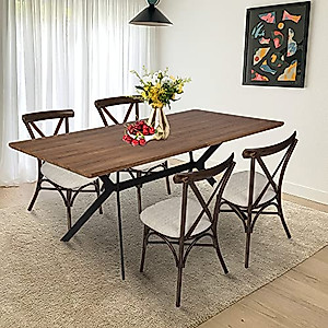 LUCKYERMORE 71"x35.5" Dining Table for 6-8 Mid-Century Rectangle Wood Kitchen Table Farmhouse Dining Table for Dining Room Balcony Cafe Bar Walnut