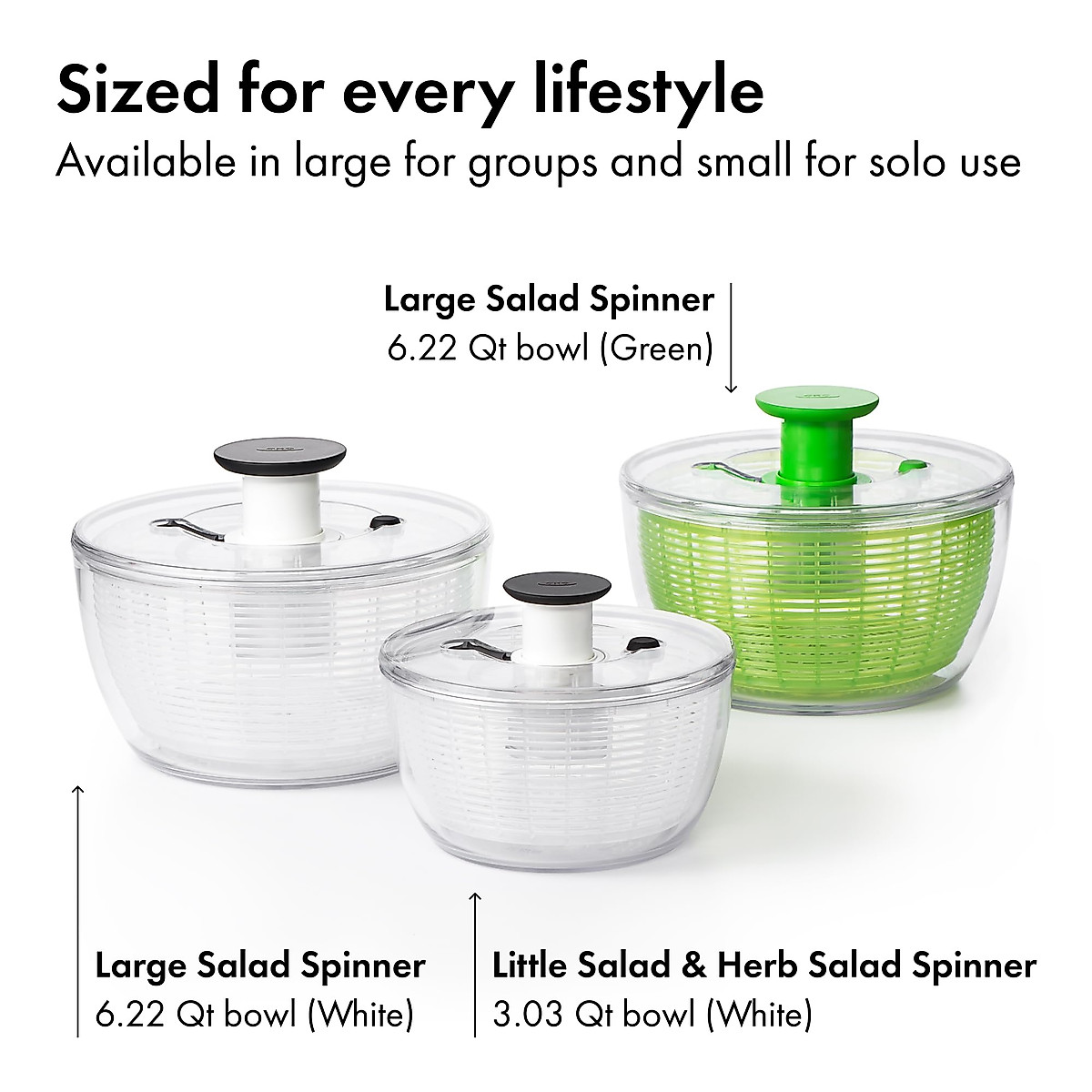 OXO Good Grips Large Salad Spinner - 6.22 Qt., White