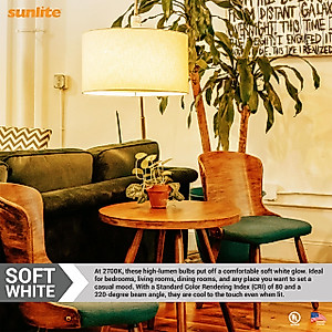 Sunlite LED A19 Light Bulbs, 15 Watts (100W Equivalent), 120V, 1500 Lumens, Standard E26 Base, Non-Dimmable, 220 Degree Beam Angle, ETL Listed, 4000K Cool White, 3 Pack
