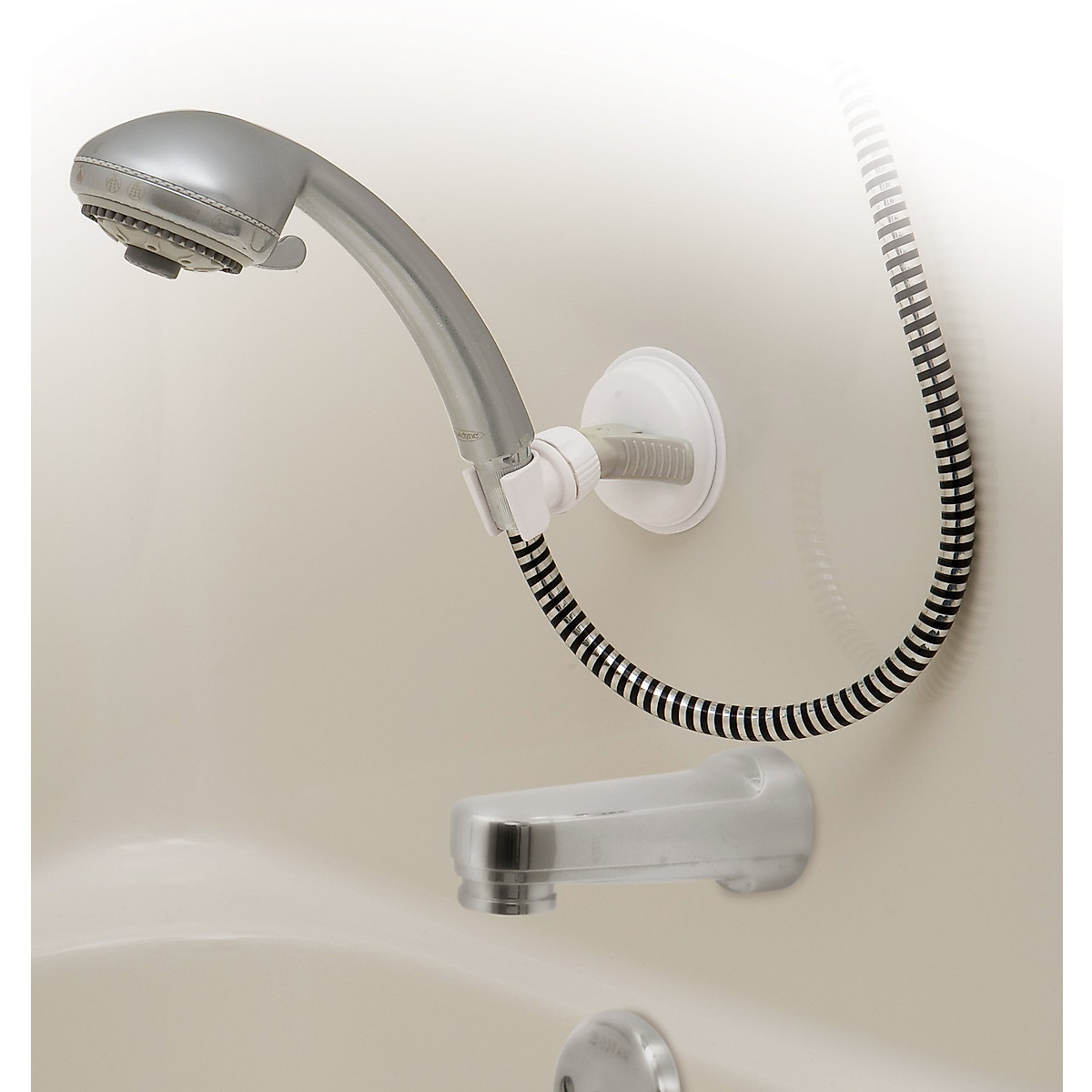 Changing Lifestyles Safe-er-Grip Portable Shower Arm, Contrasted White with gray accents