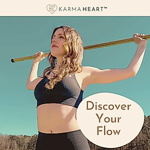 Karma Heart Yoga Stick - Stretch Bar - Natural Bamboo 5ft Mobility Stick for Strength and Flexibility - Versatile and Durable Posture Stick - Stretch Stick Mobility Expansion - Exercise Stick