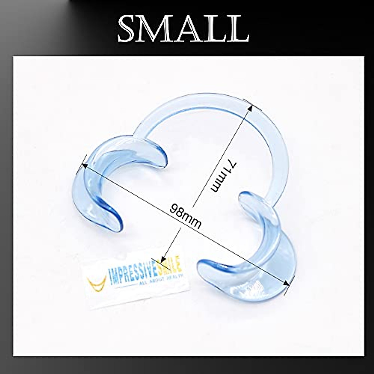 Impressive Smile Dental Cheek Retractor Mouth Opener for Teeth Whitening Clear Blue C-Shape (Size S, M, L Pack of 3)