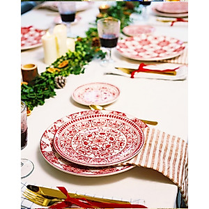 Sonemone Red Salad Plates 8.75 Inch, Set of 4, for Salad, Appetizer, Christmas, Microwave & Dishwasher Safe