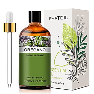 Oregano 3.38fl.oz Essential Oil, PHATOIL Pure Aromatherapy Oils for Diffuser, Humidifier, Relax, for Skin Care, Massage, Hair Growth, Soap, Candle, Bath Bombs Making(100ml)